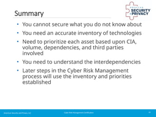 Cyber RM - Asset Inventory - Module 7 Powerpoint Presentation | PPT