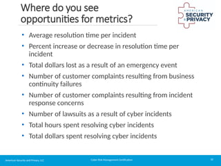 Cyber RM - Metrics - Module 12 Powerpoint Presentation | PPT