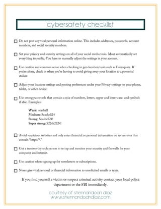 Cybersafety Checklist for Writers | PDF