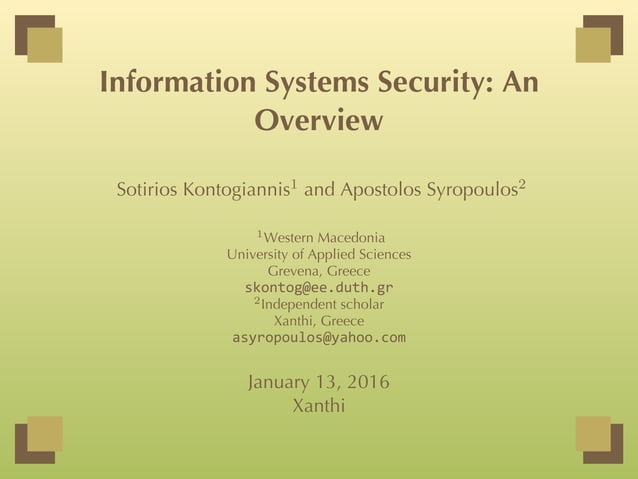 Information Systems Security: An Overview | PPT