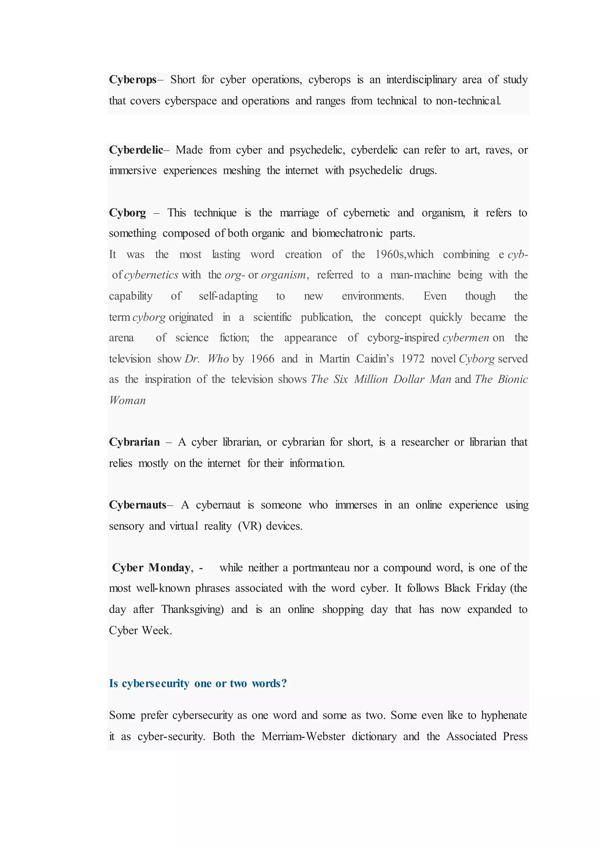 Cyber security | DOCX