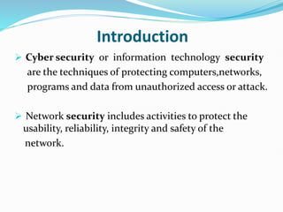 cyber security.pptx | Information and Network Security | Computing