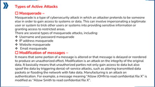 Types of Cyber Security Attacks- Active & Passive Attak | PPTX