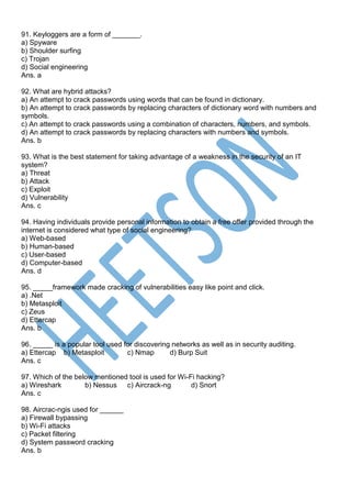 Cyber Security MCQ Questions and Answers | PDF