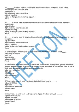 Cyber Security MCQ Questions and Answers | PDF