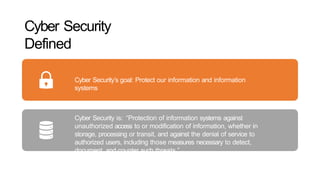 introduction to cybersecurity : definition, CIA, RISK... | PPTX