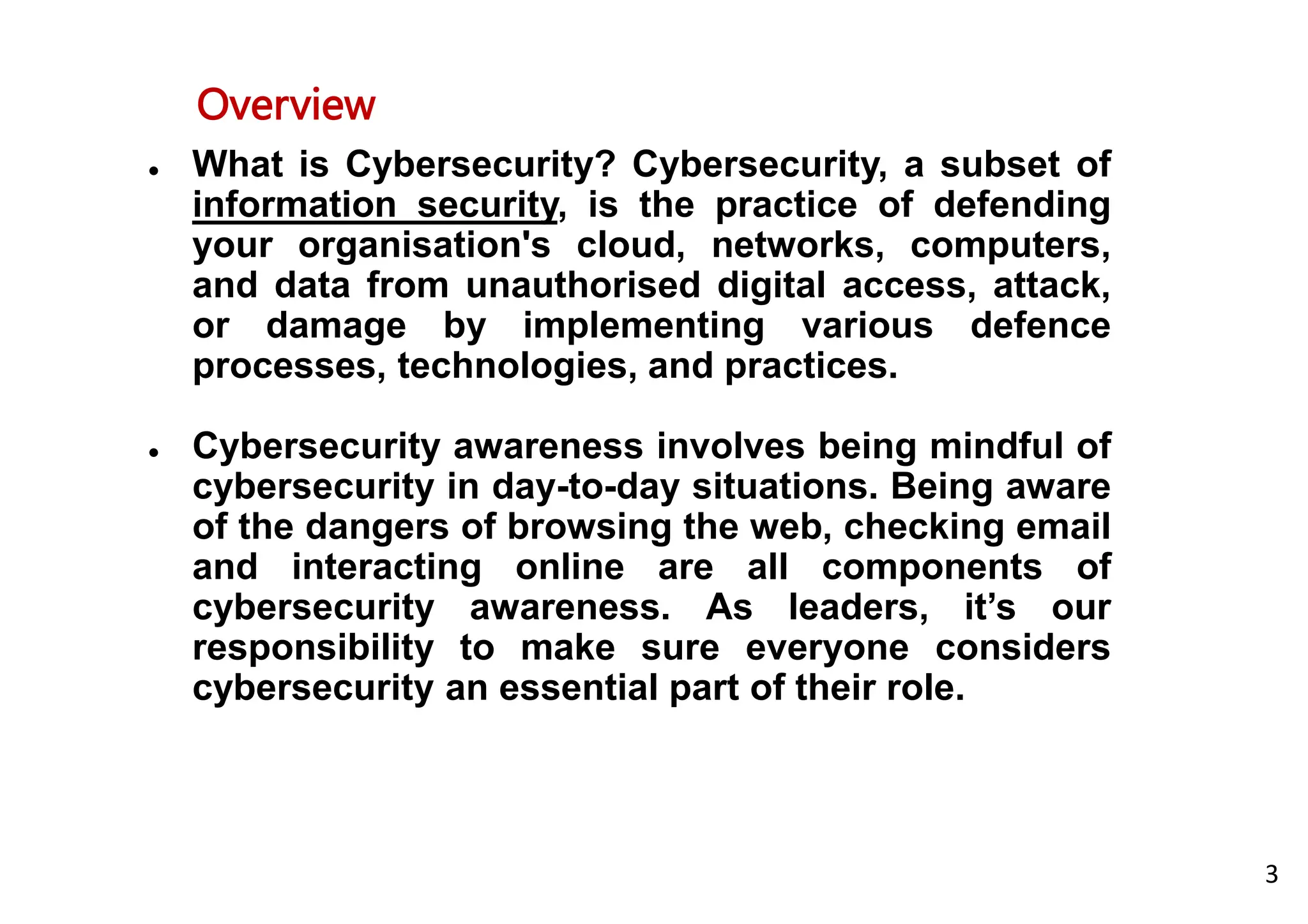 Cyber Security - Awareness Presentation - High Level | PPT