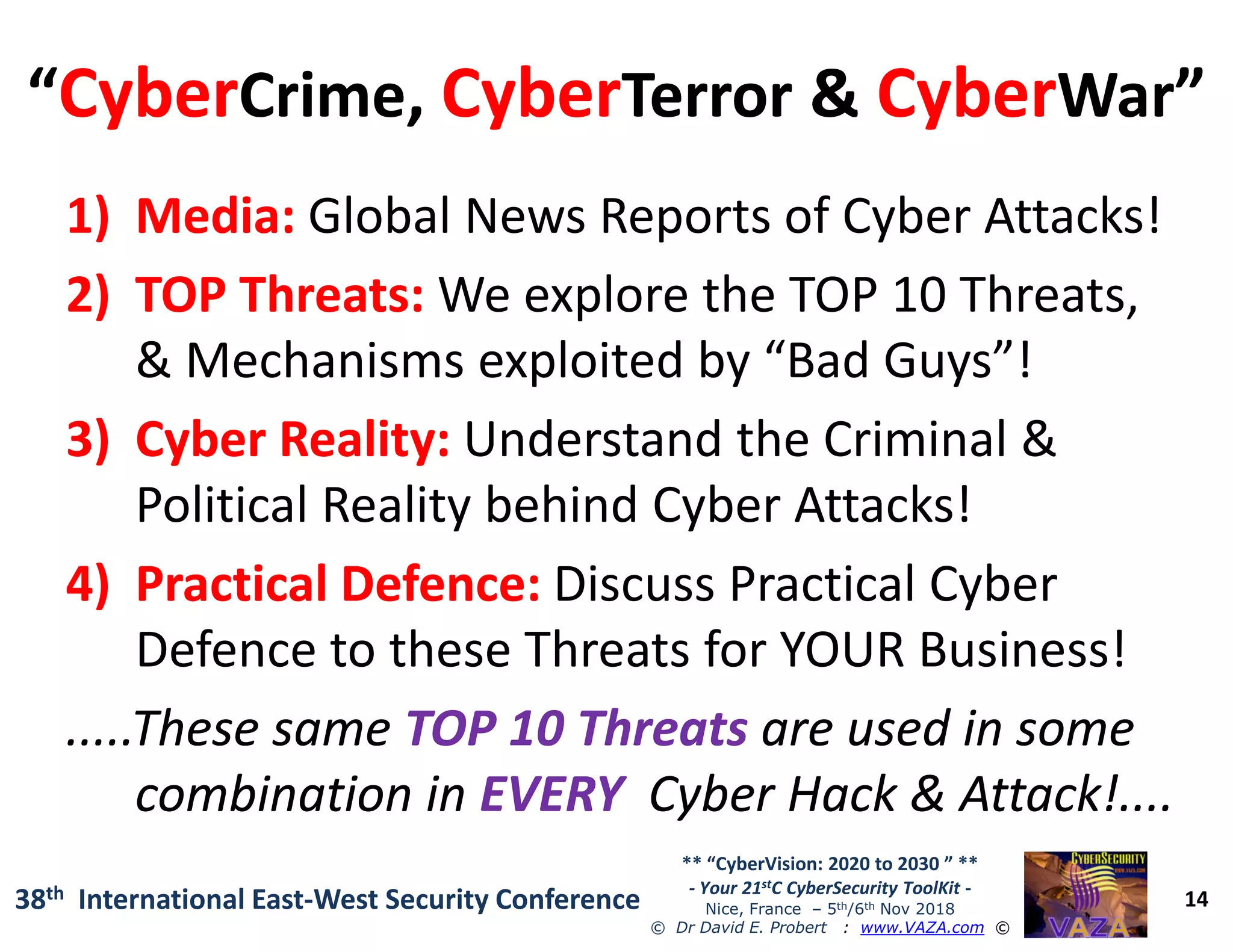 CyberVision: 2020 to 2030 - Your 21stC Cybersecurity Toolkit! | PDF