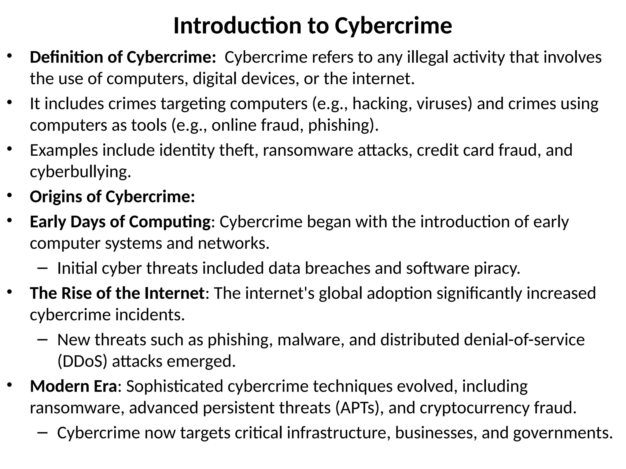 Cybercrime and the Origins of Cybercrime | PPTX