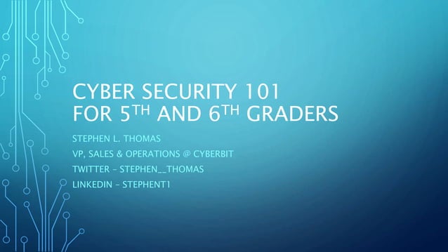 Cyber Security for 5th and 6th Graders | PPTX