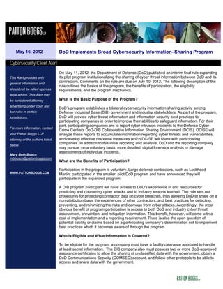 DoD Implements Broad Cybersecurity Information–Sharing Program | PDF