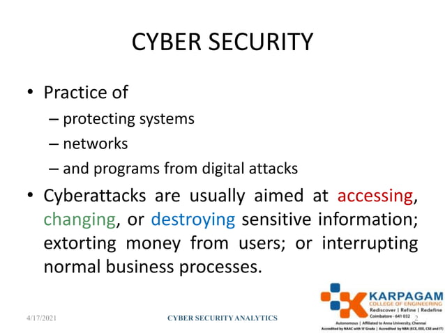 Cyber security analysis presentation | PPTX