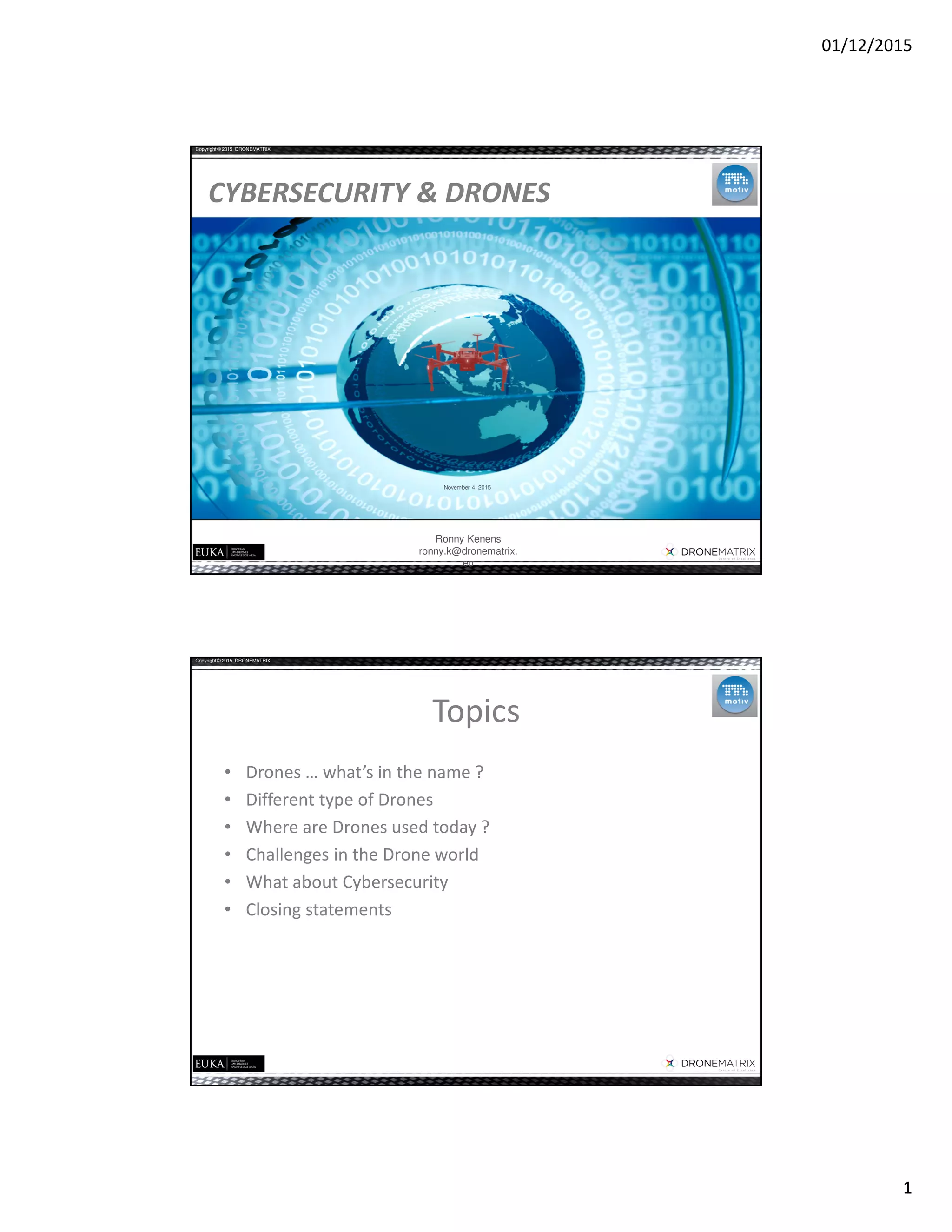 Cybersecurity and drones 2015 | PDF
