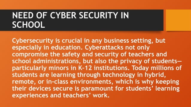 Cyber Security and Safety in Schools and Educational Institution | PPTX