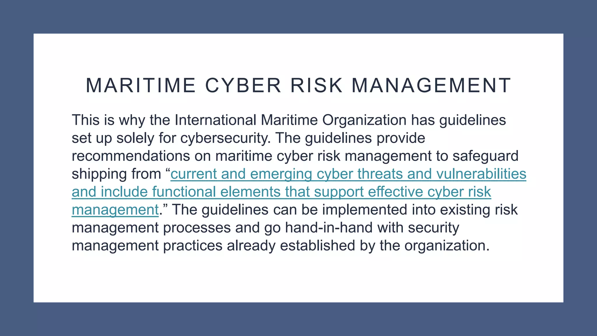 Cybersecurity and the Shipping Industry | PPTX
