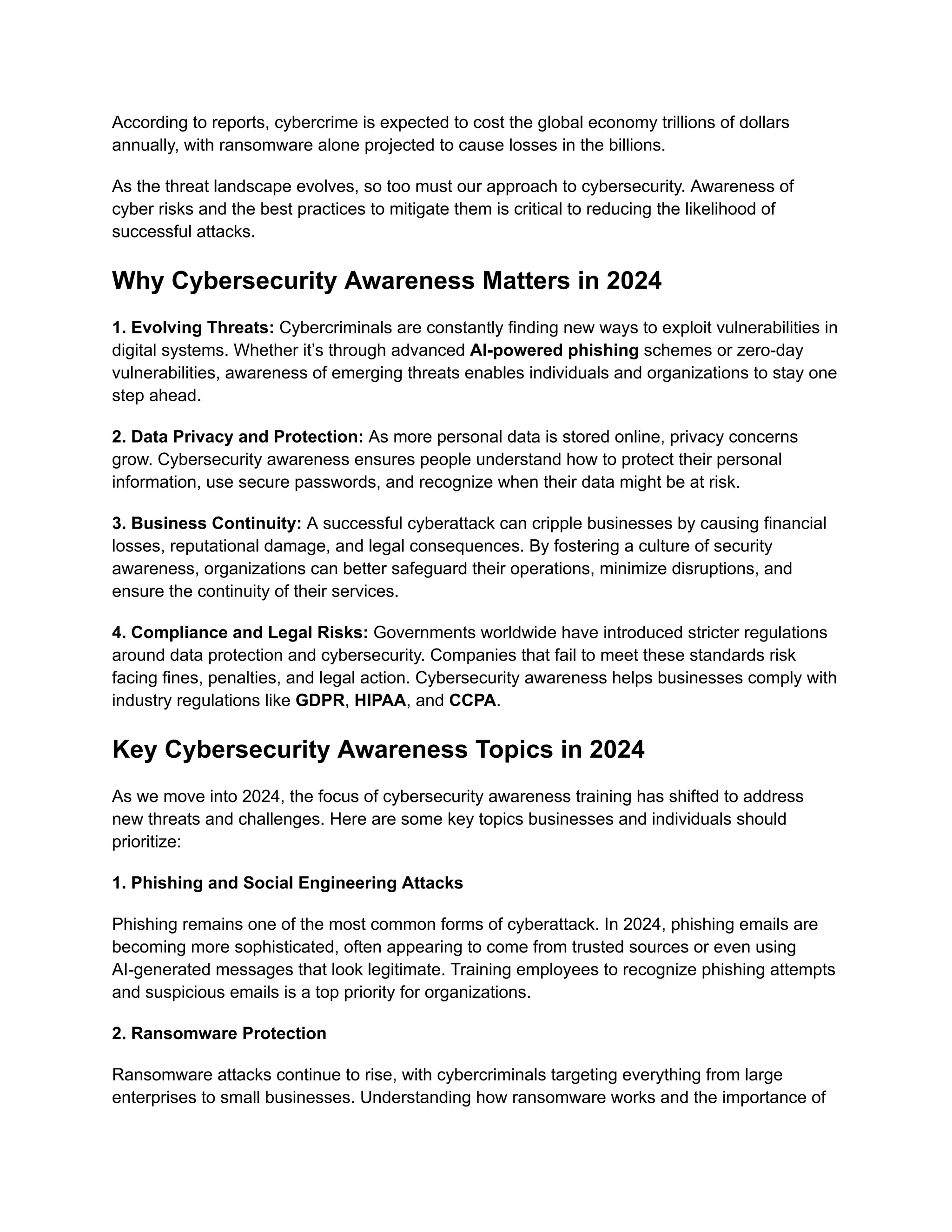Cybersecurity Awareness 2024 Staying Safe in an Ever-Evolving Digital Landscape | PDF
