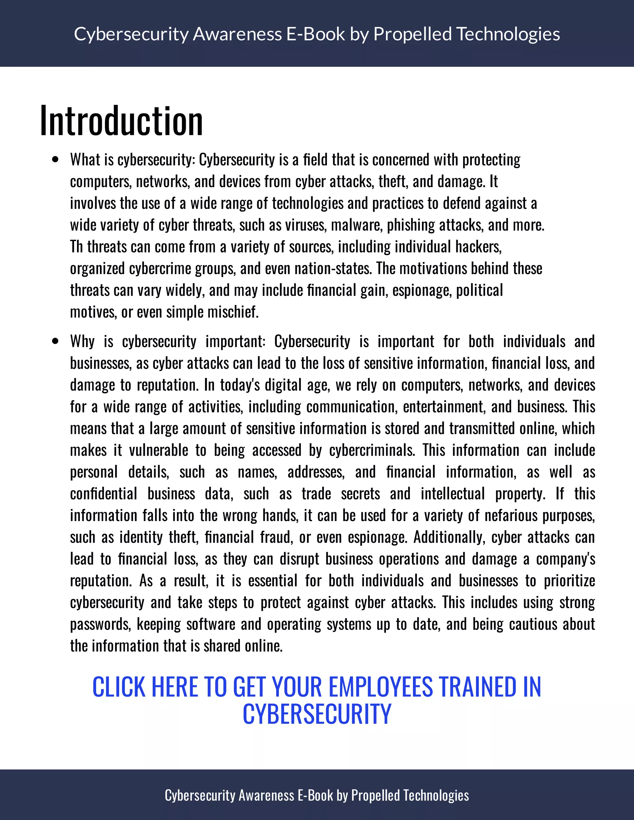 Cybersecurity Awareness E-book by Propelled Technologies | PDF