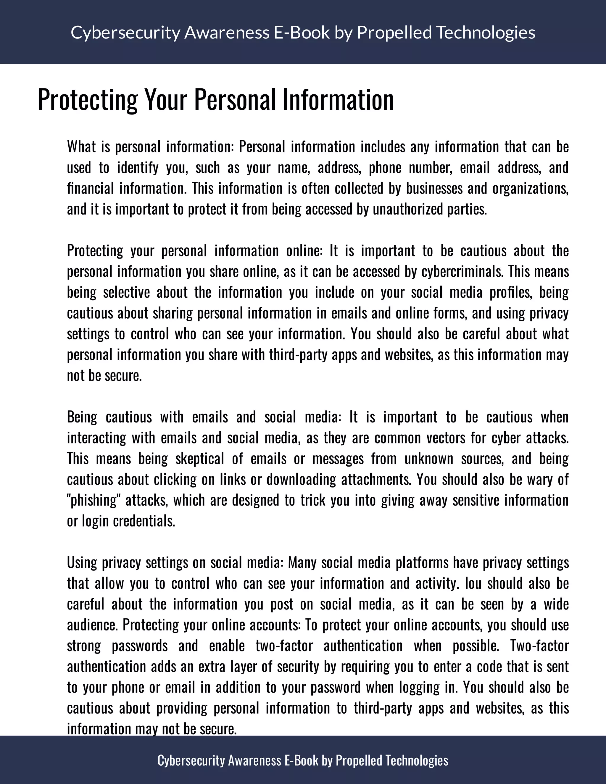 Cybersecurity Awareness E-book by Propelled Technologies | PDF
