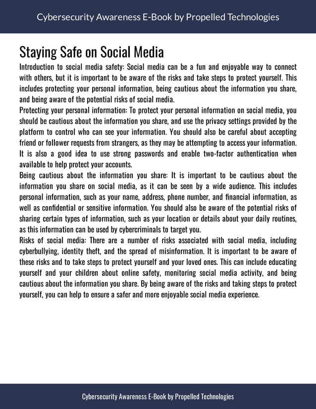 Cybersecurity Awareness E-book by Propelled Technologies | PDF