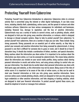 Cybersecurity Awareness E-book by Propelled Technologies | PDF
