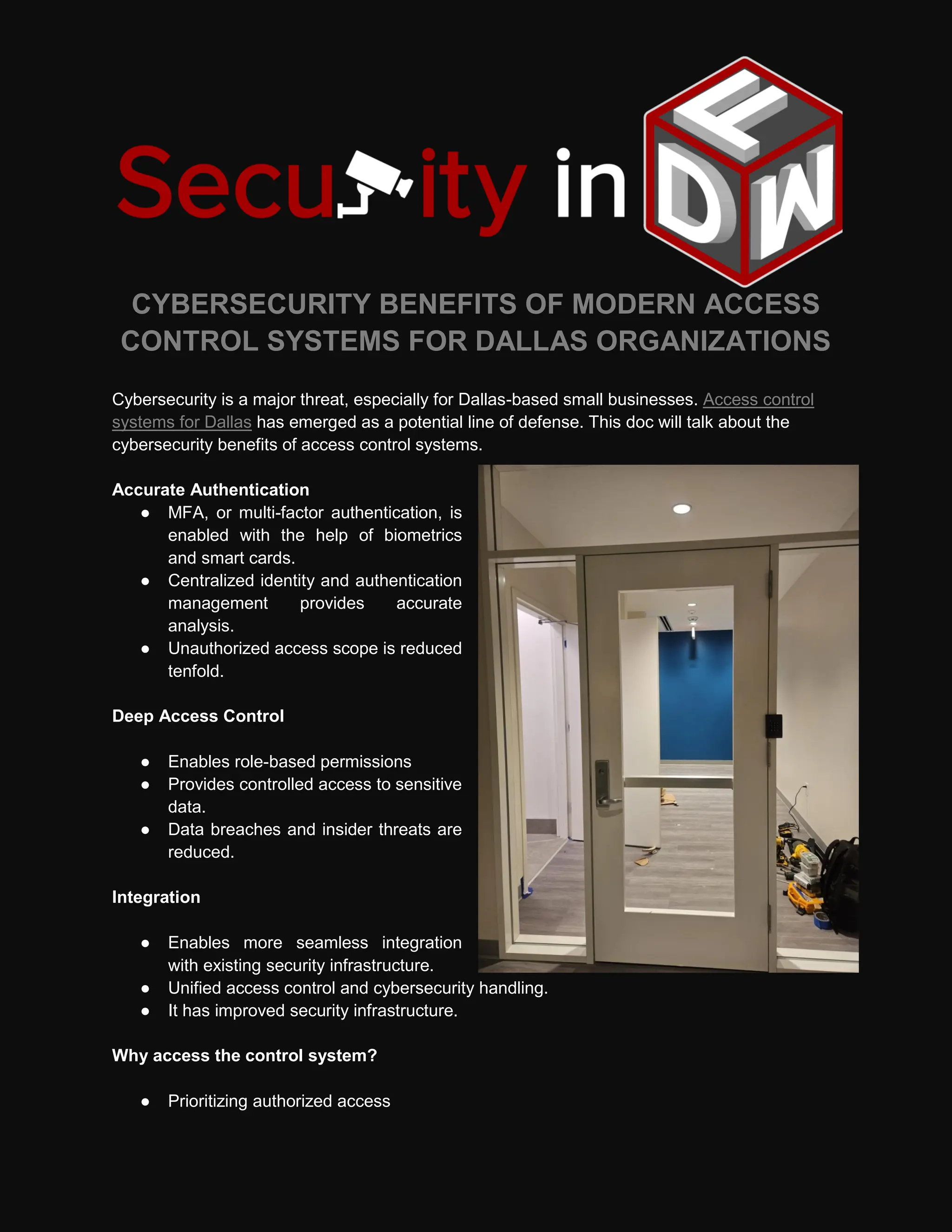 Cybersecurity Benefits of Modern Access Control Systems for Dallas ...