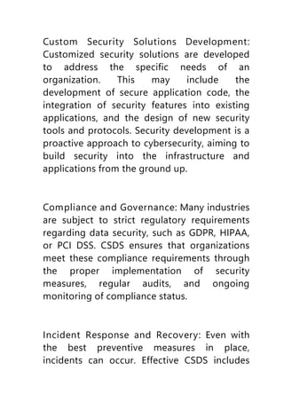 Cybersecurity Software Development Services. | PDF