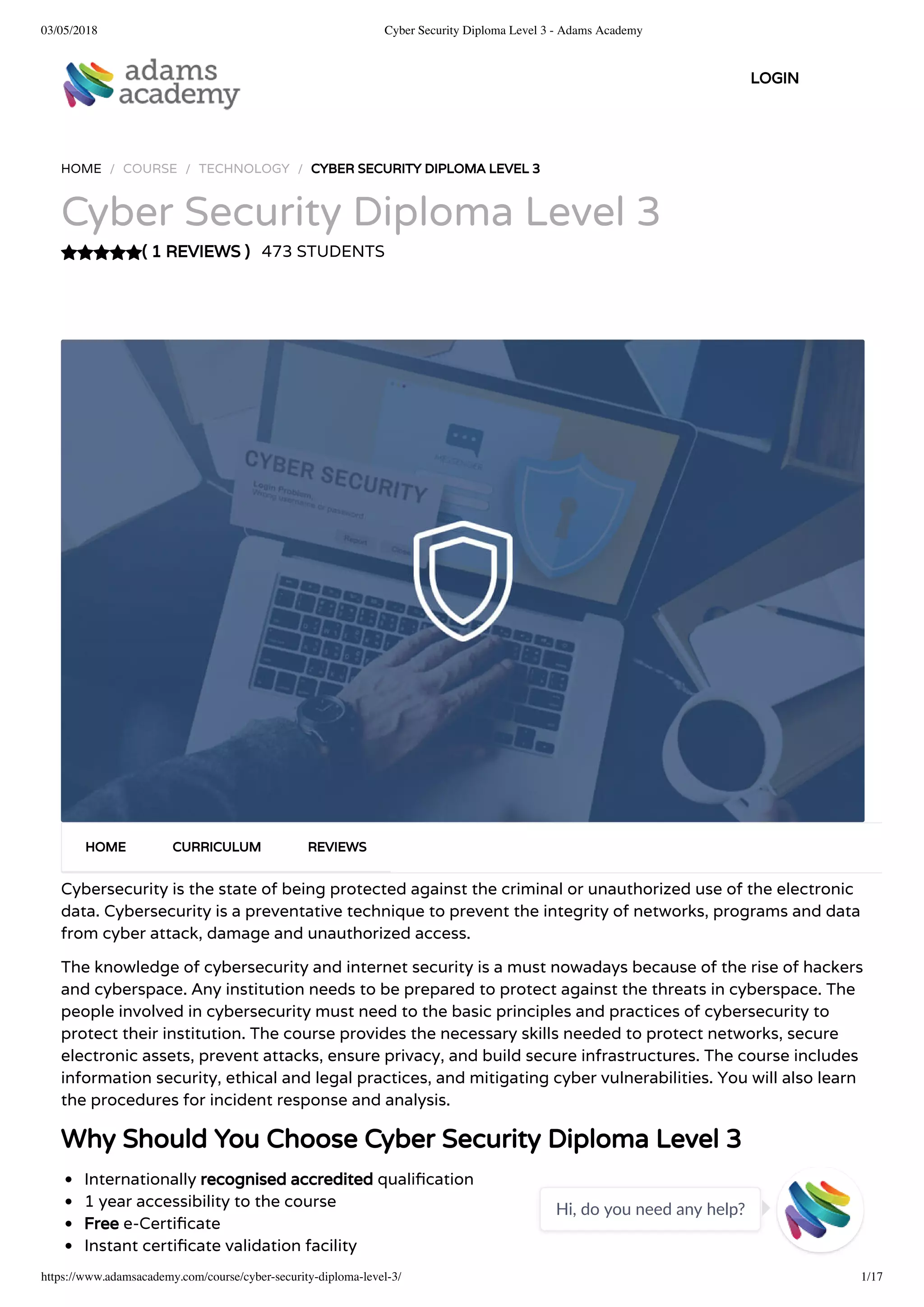 Cyber security diploma level 3 - Adams Academy | PDF | Information and ...