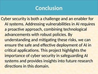 Cyber security Effects on AI: Challenges and Mitigation Strategies.pptx