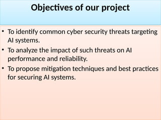 Cyber security Effects on AI Cyber security Effects on AI: Challenges ...