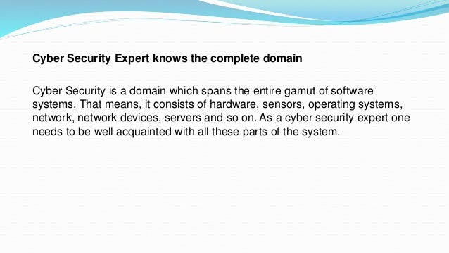 Cyber Security Expert, A Challenging Role | PPTX