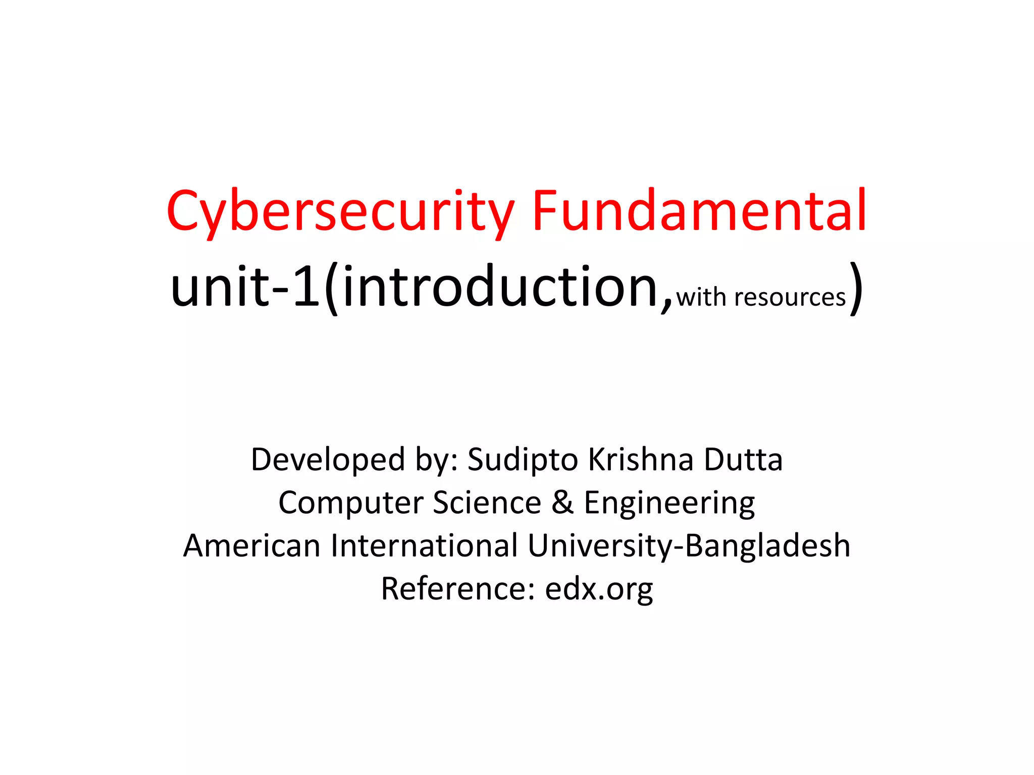 Cybersecurity fundamental | PPT
