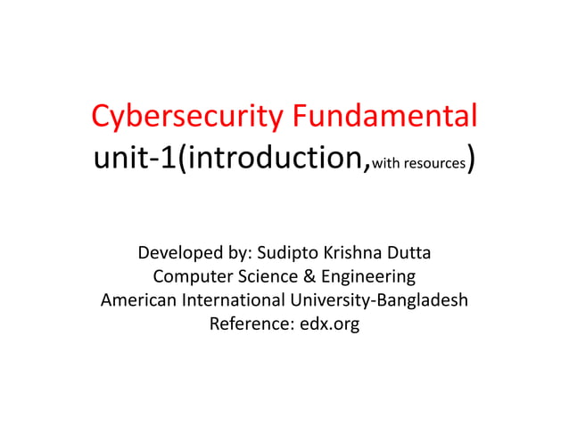 Cybersecurity fundamental | PPT