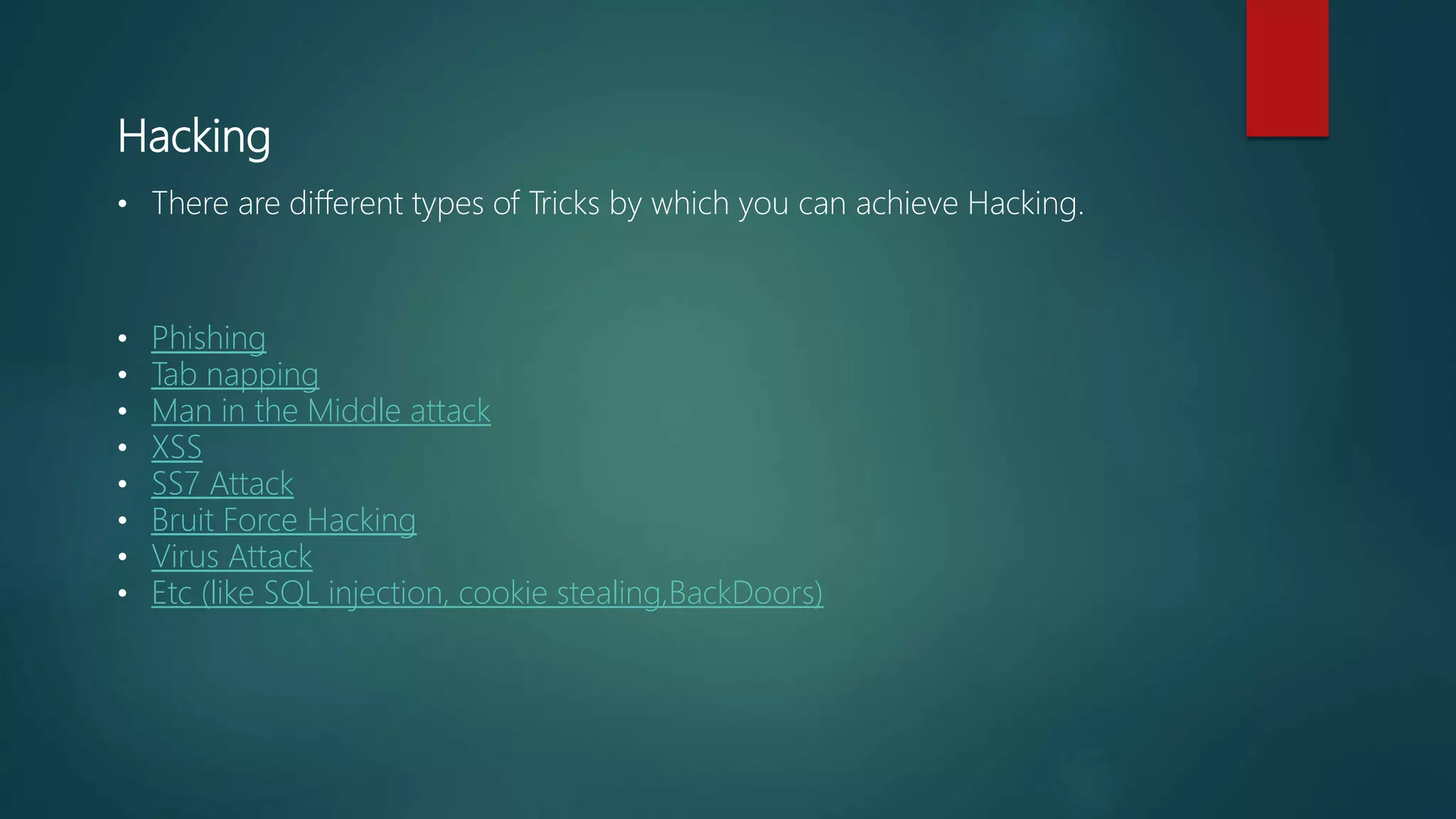 Cyber security and Hacking | PPTX