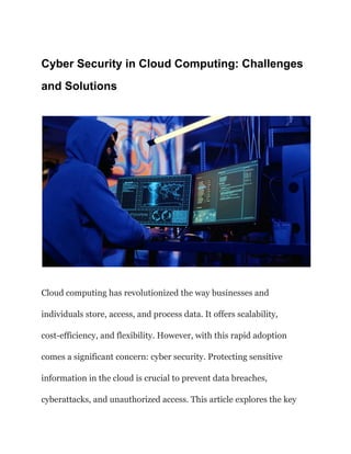 Cyber Security in Cloud Computing: Challenges and Solutions | PDF