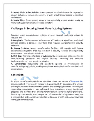 Cybersecurity in Industry 4.0: Protecting Smart Manufacturing Systems | PDF