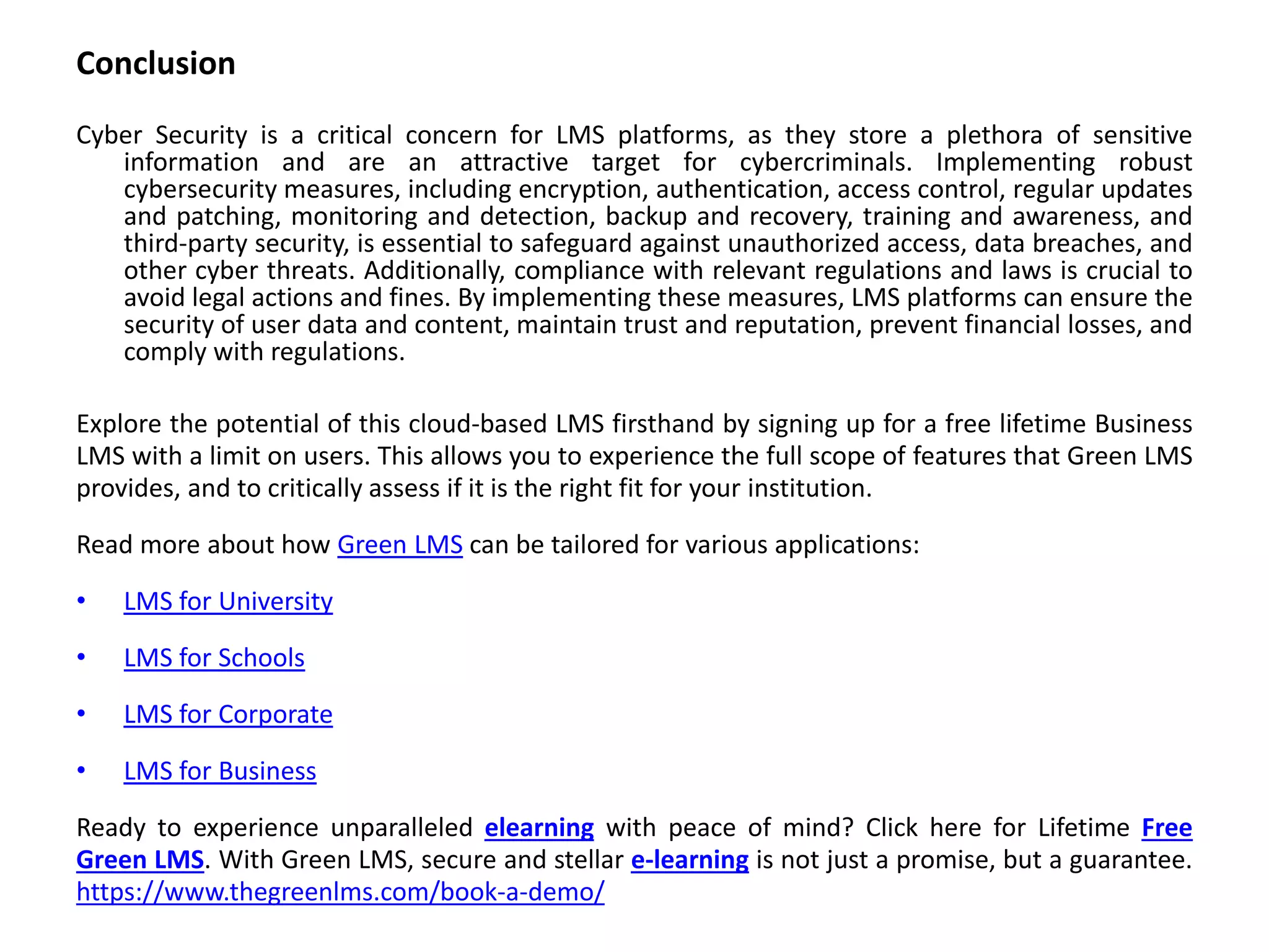 Cyber Security Measures for LMS Platforms | PPTX