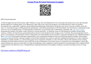 Cybersecurity Personal Statement | PPT