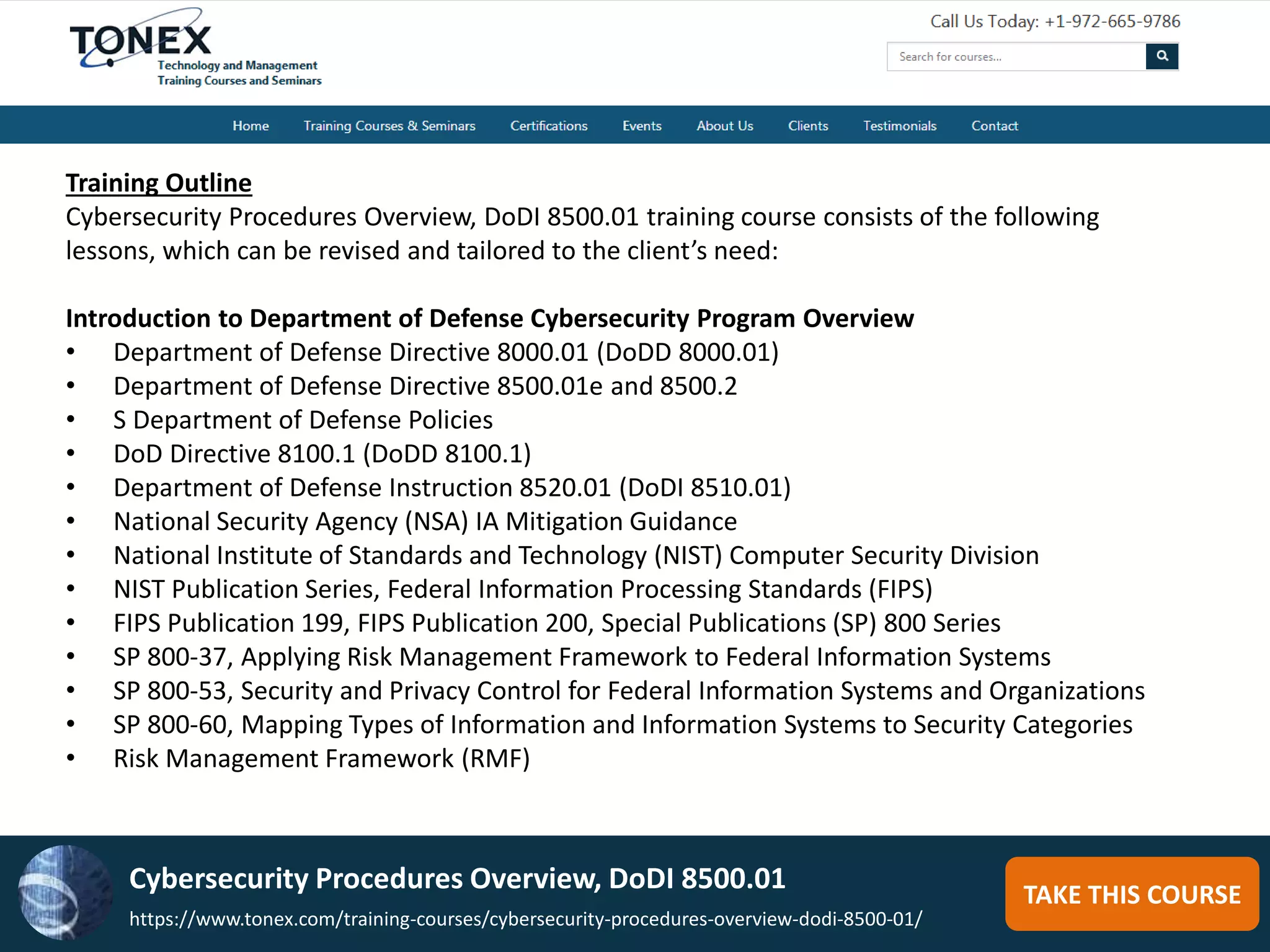 Cybersecurity Procedures Overview, DoDI 8500.01