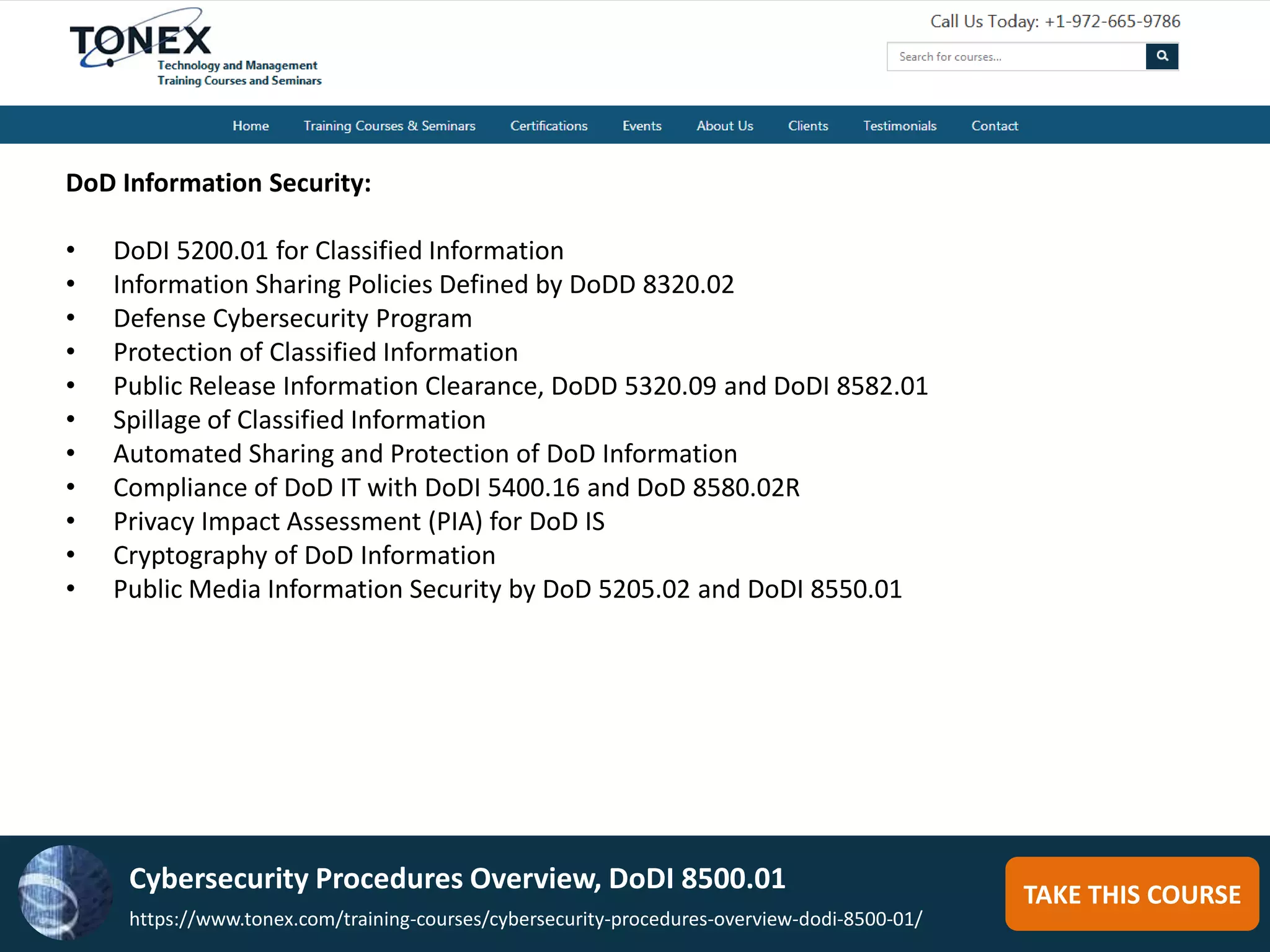 Cybersecurity Procedures Overview, DoDI 8500.01
