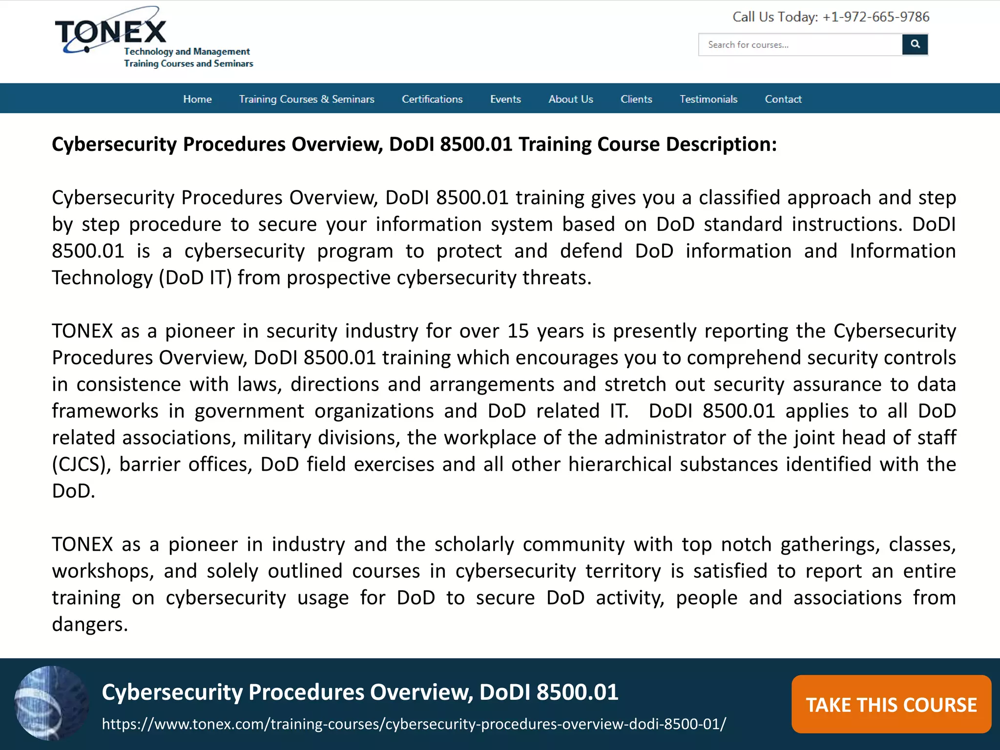 Cybersecurity Procedures Overview, DoDI 8500.01