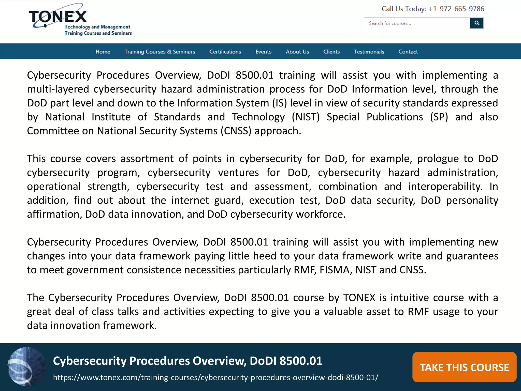 Cybersecurity Procedures Overview, DoDI 8500.01