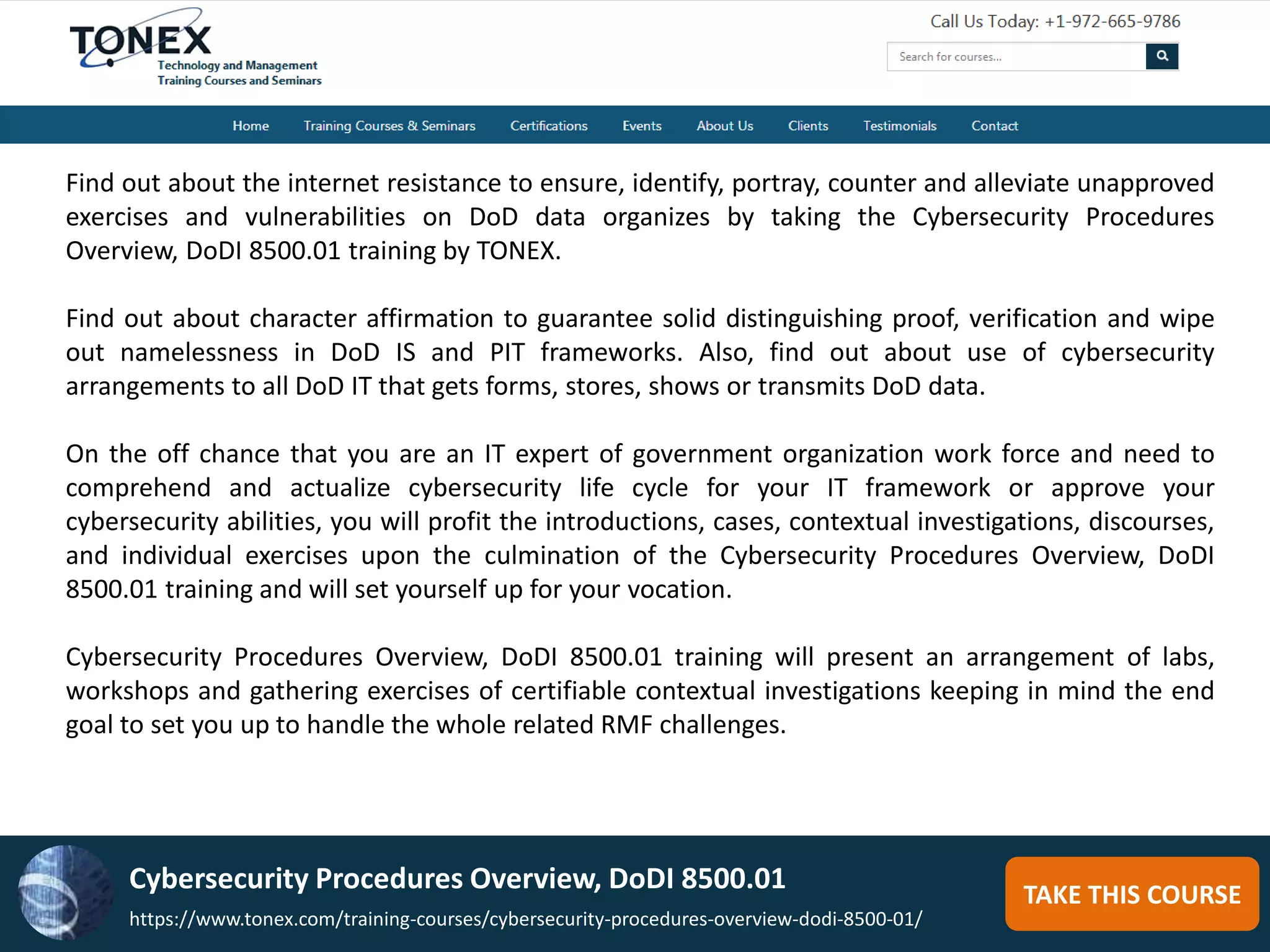 Cybersecurity Procedures Overview, DoDI 8500.01