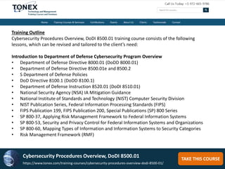 Cybersecurity Procedures Overview, DoDI 8500.01
