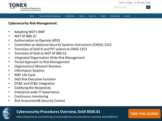 Cybersecurity Procedures Overview, DoDI 8500.01