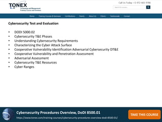 Cybersecurity Procedures Overview, DoDI 8500.01