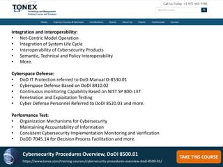 Cybersecurity Procedures Overview, DoDI 8500.01