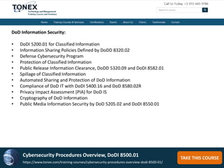 Cybersecurity Procedures Overview, DoDI 8500.01
