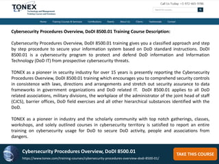 Cybersecurity Procedures Overview, DoDI 8500.01