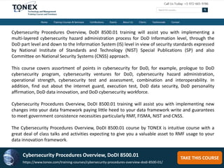 Cybersecurity Procedures Overview, DoDI 8500.01