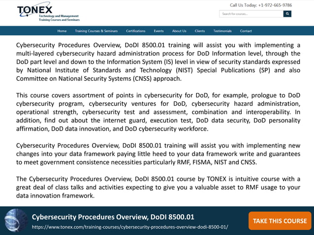 Cybersecurity Procedures Overview, DoDI 8500.01
